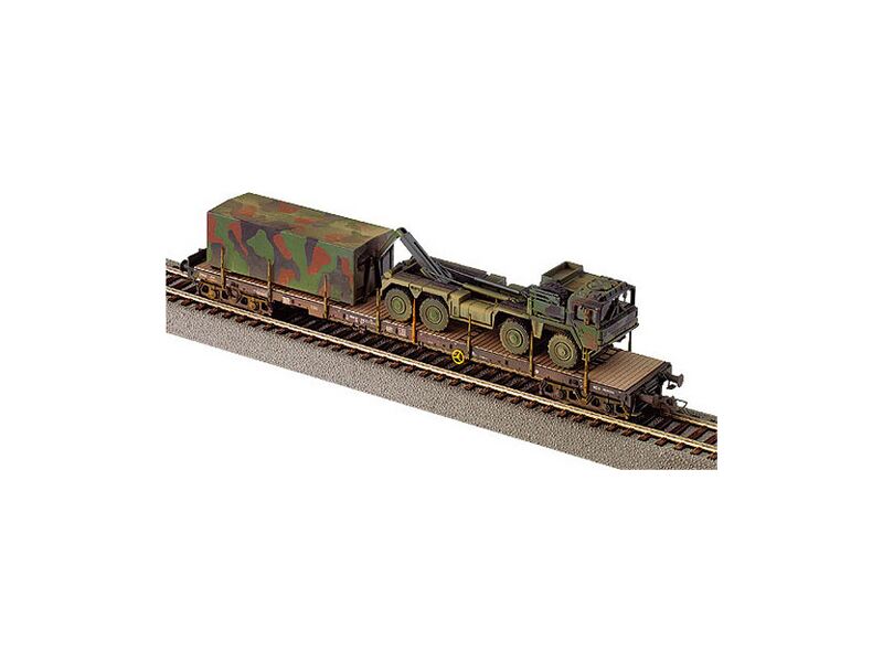 Roco Minitanks 913 H0 Güterwagen DB mit MAN-LKW 8x8 Multi Bundeswehr ...